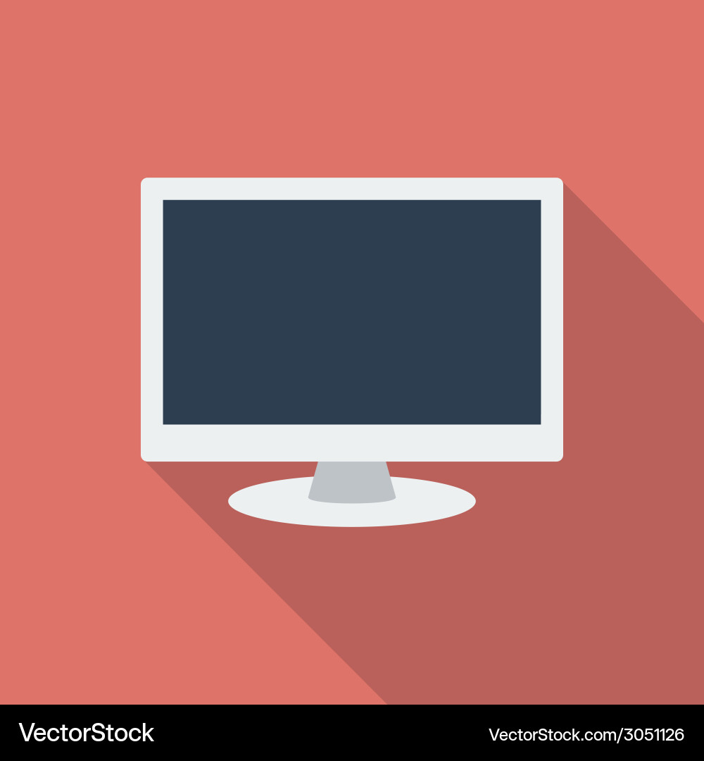 Computer monitor icon modern flat style Royalty Free Vector