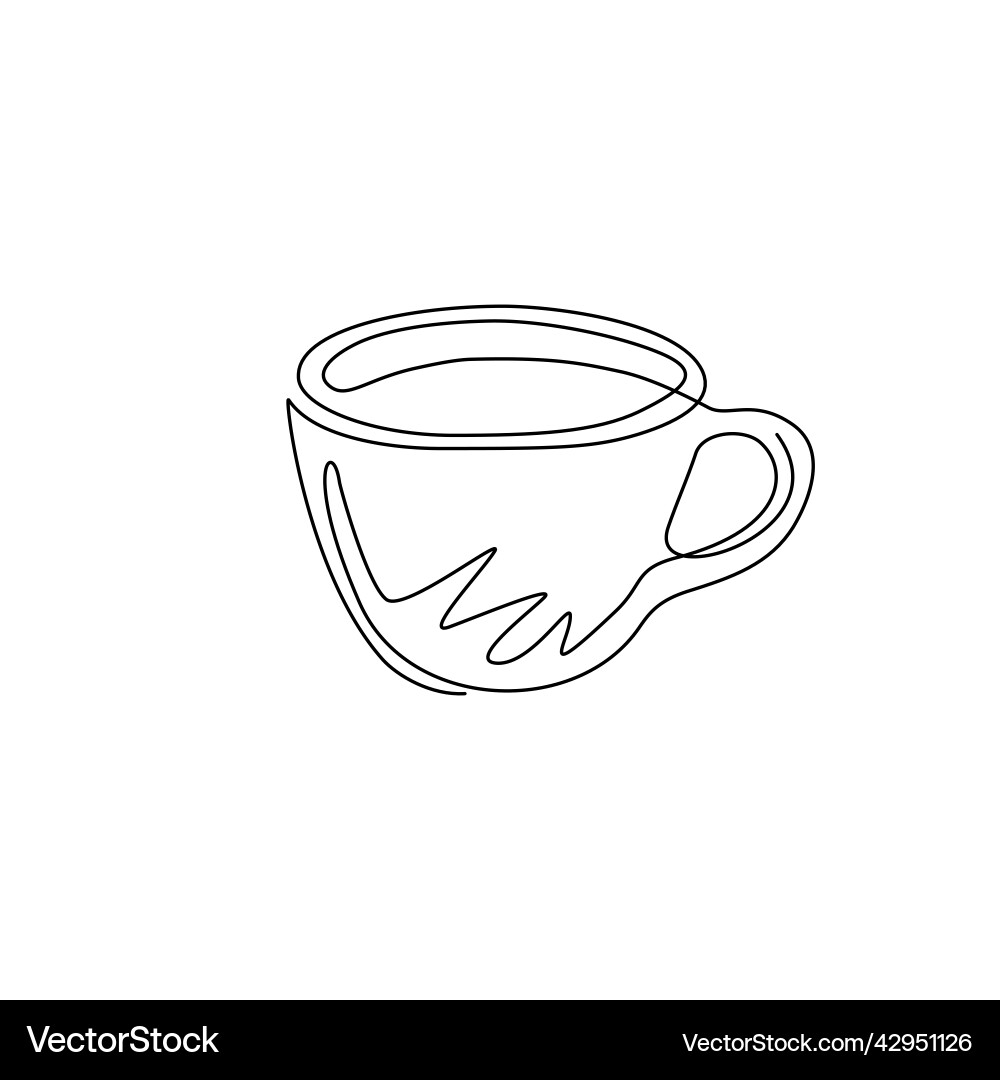 Continuous one line drawing cup of coffee flat Vector Image