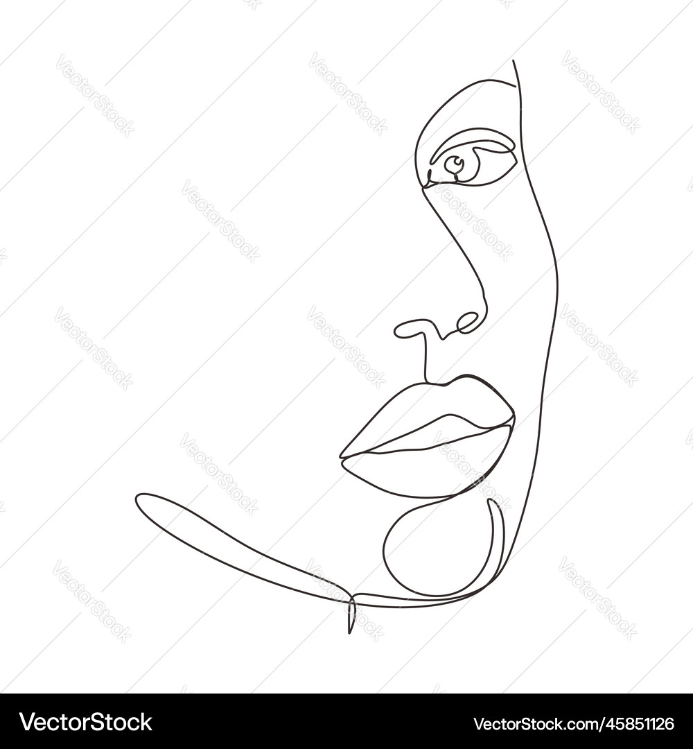 Continuous one line drawing of abstract face Vector Image