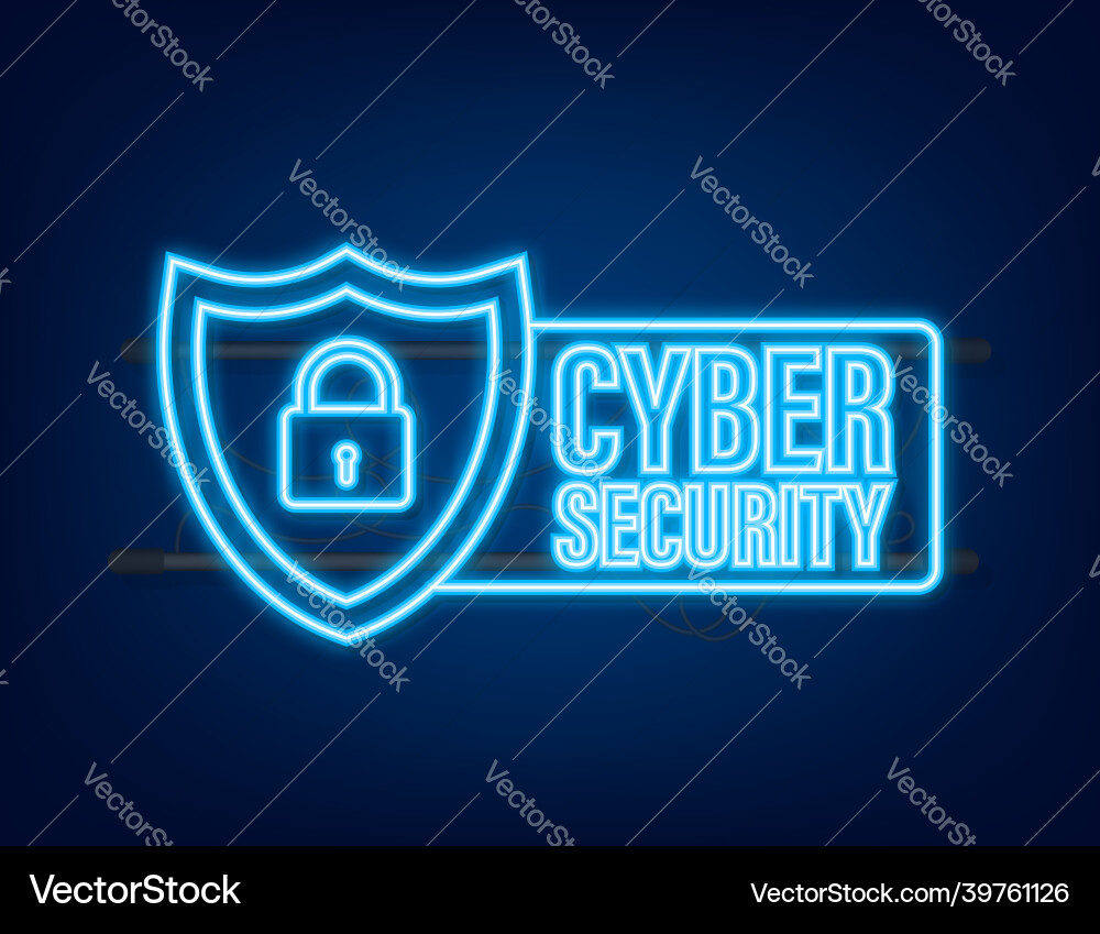 Cyber security logo with shield and check Vector Image
