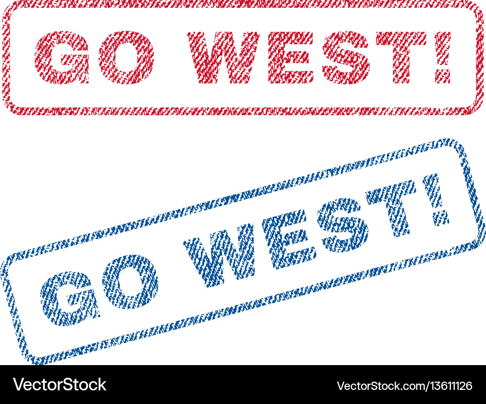 Go west exclamation textile stamps Royalty Free Vector Image