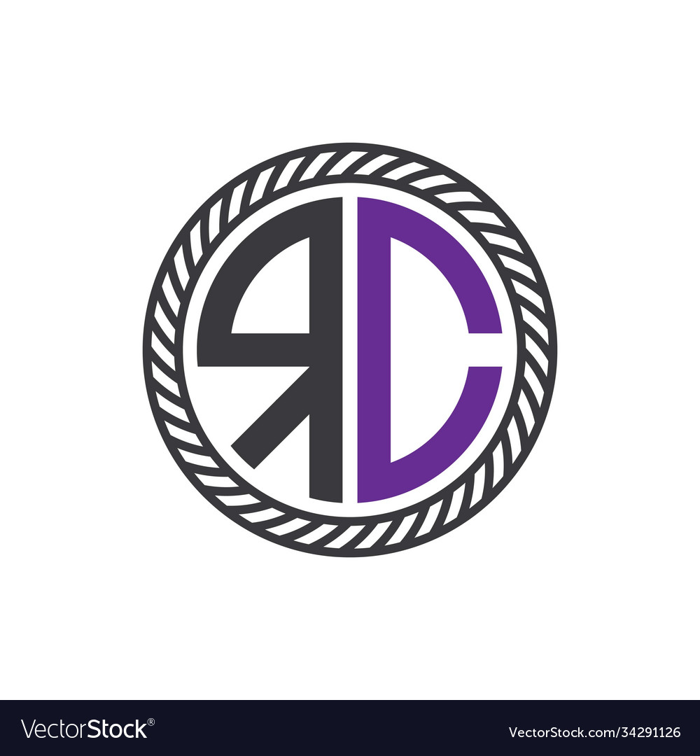Initial letter rc circle shape monogram simple Vector Image