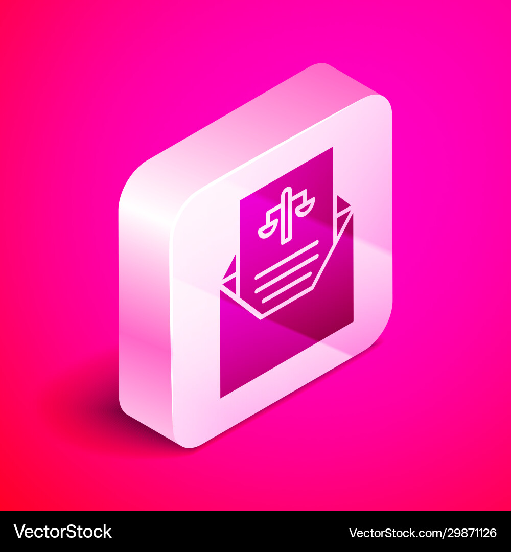 Isometric subpoena icon isolated on pink Vector Image
