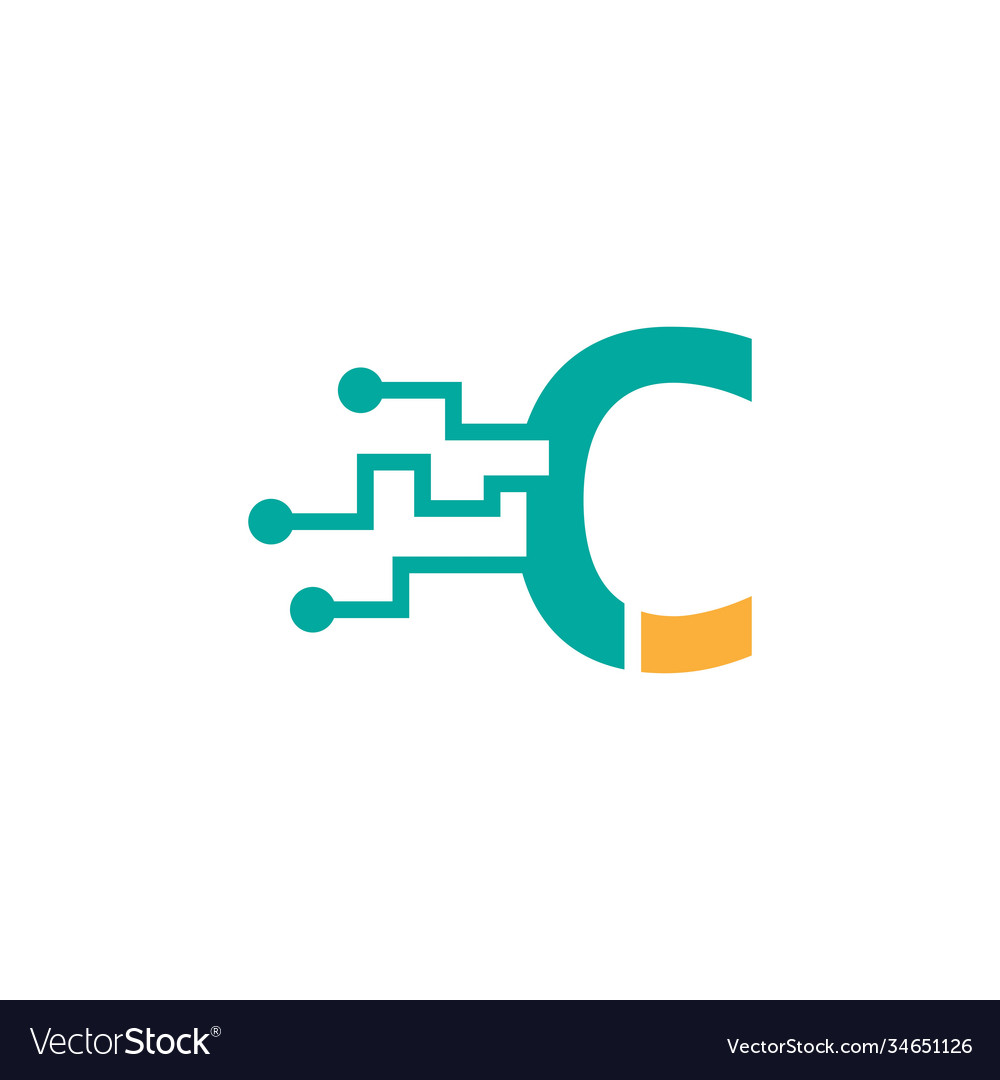 Letter c circuit technology logo icon creative Vector Image