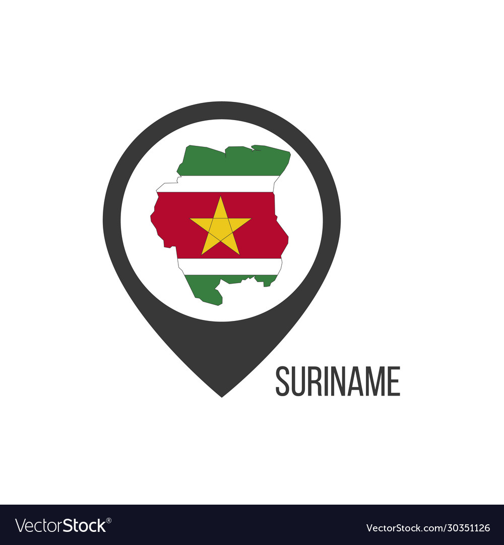 Map pointers with contry suriname flag Royalty Free Vector