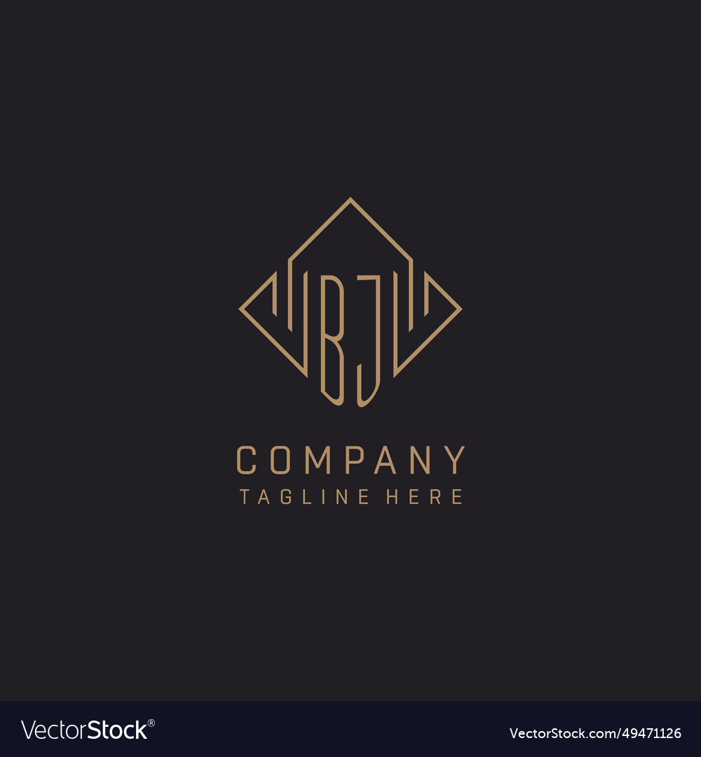 Monogram bj with rhombus line logo style luxury Vector Image