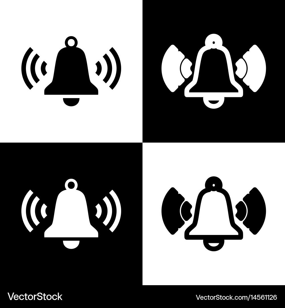 Ringing bell icon black and white icons Royalty Free Vector