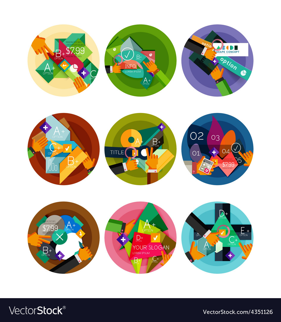 Set of flat design circle infographic icons Vector Image