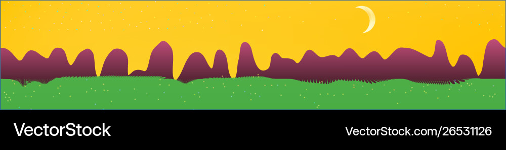 Yellow sky and mountains landscape Royalty Free Vector Image