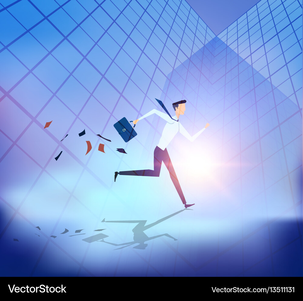 Abstract business people running with building Vector Image