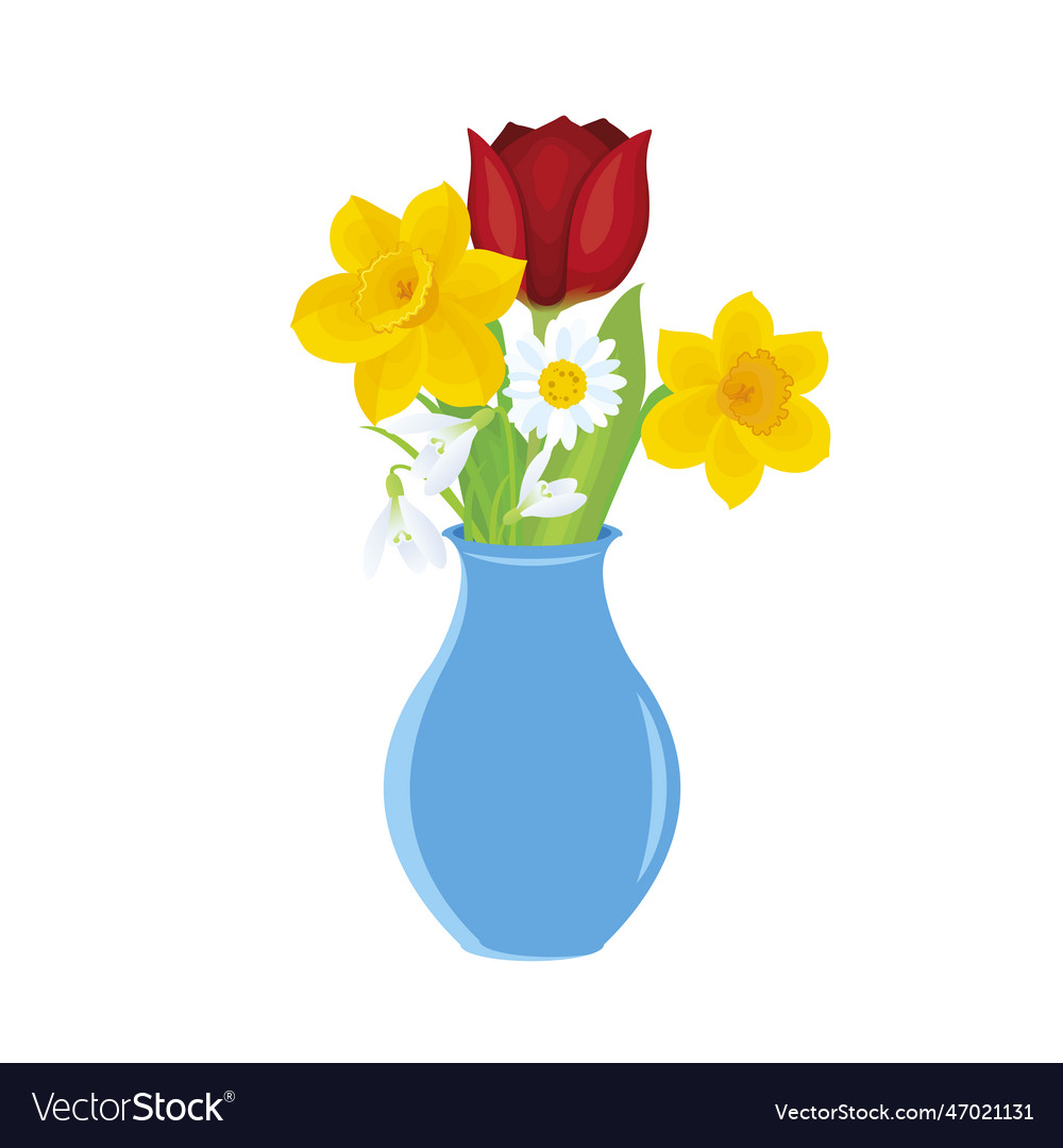 Beautiful spring flower bouquet with daffodil icon