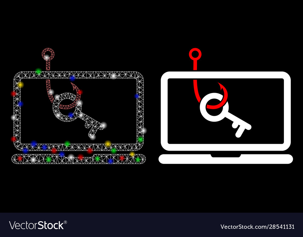 Flare mesh carcass laptop key phishing icon Vector Image Flare mesh carcass laptop key phishing icon Vector Image