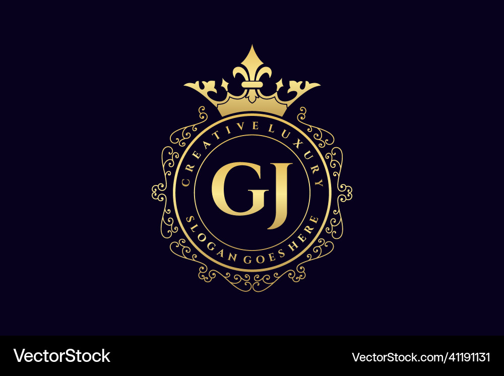 Gj initial letter luxury calligraphic feminine Vector Image