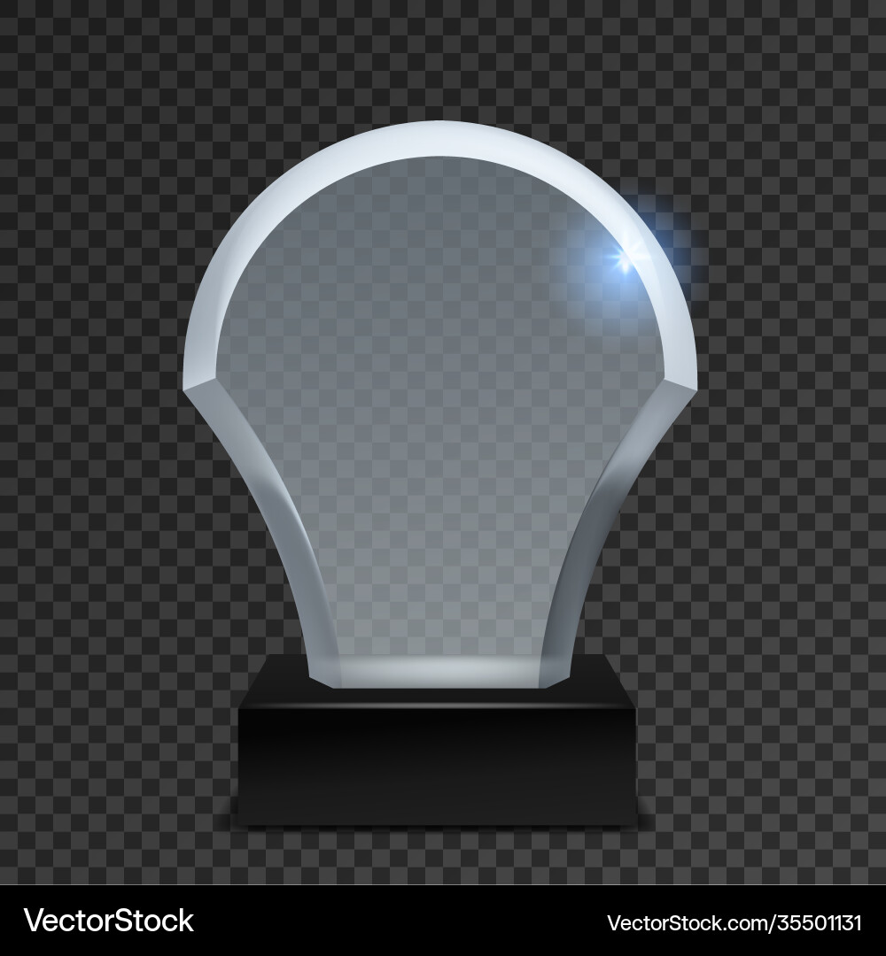 Glass acrylic trophy crystal award plate Vector Image