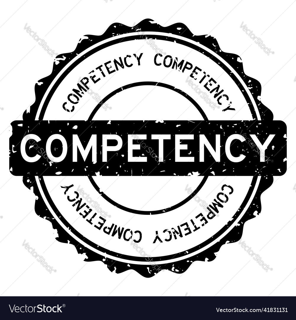 Grunge black competency word round rubber seal Vector Image