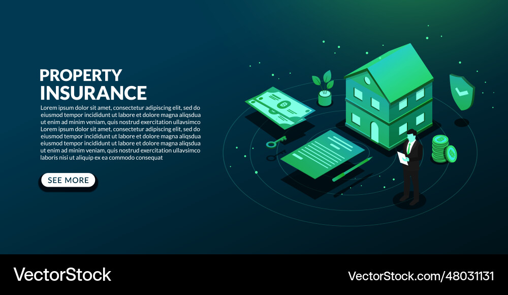 Isometric property insurance background house Vector Image