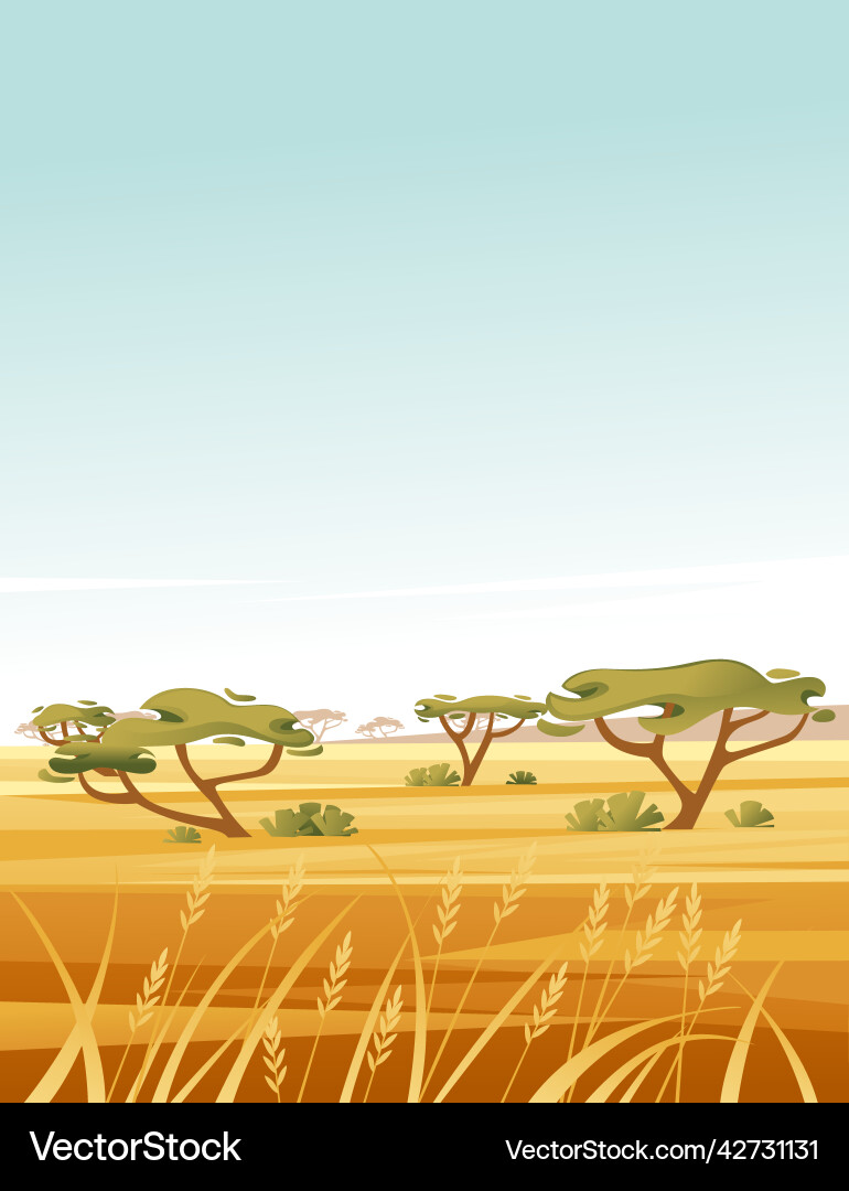 Landscape savanna background with clear sky Vector Image