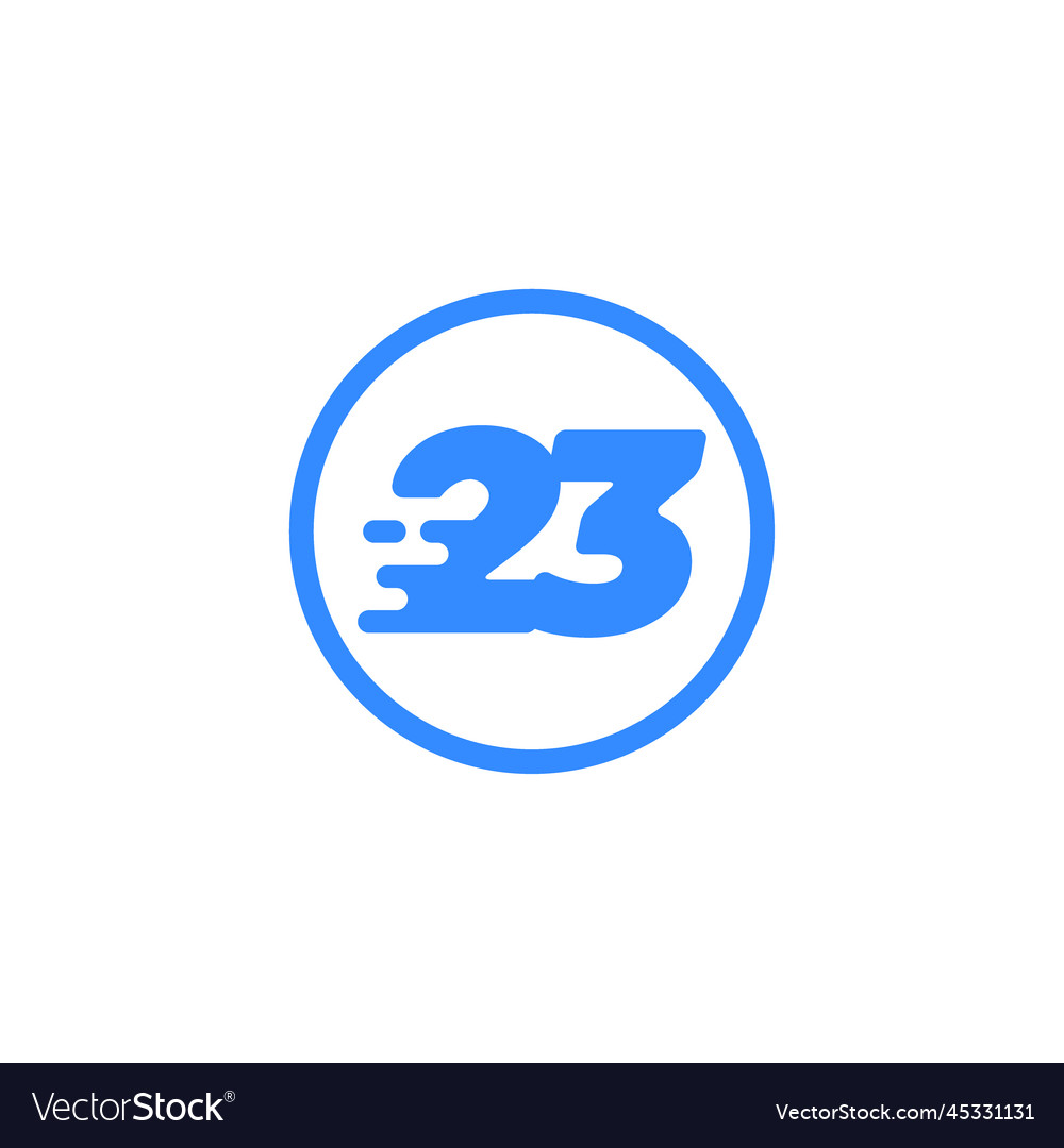 Number 23 fast tech modern icon logo Royalty Free Vector