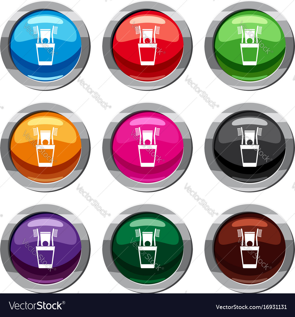 Plastic cup with brushes set 9 collection Vector Image