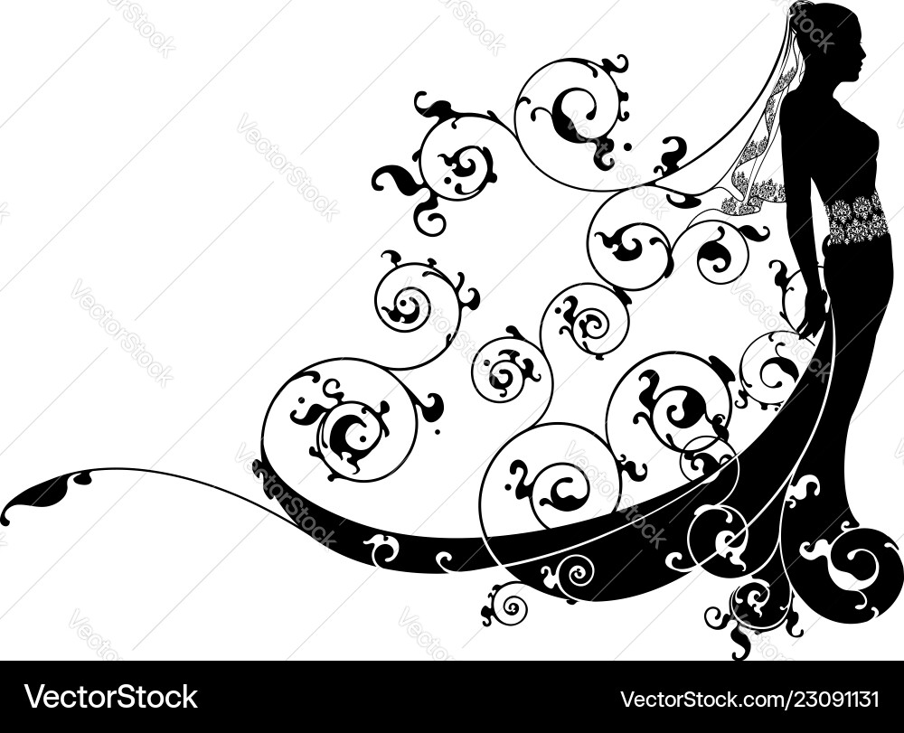 Princess bride wedding dress concept Royalty Free Vector