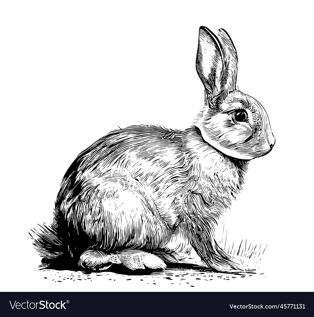 Rabbit sketch hand drawn easter Royalty Free Vector Image Rabbit sketch hand drawn easter Royalty Free Vector Image