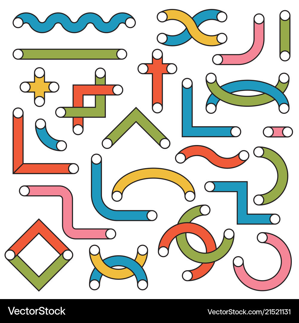 Set with linear tube shapes for use in designs Vector Image