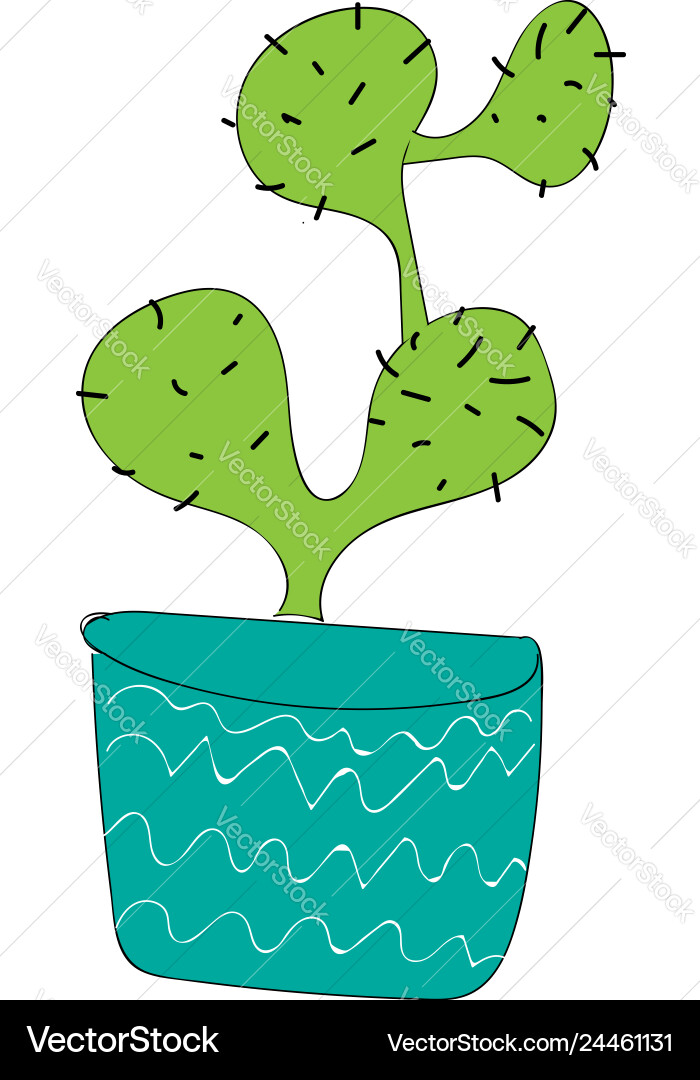 Simple cactus in blue vase on white Royalty Free Vector