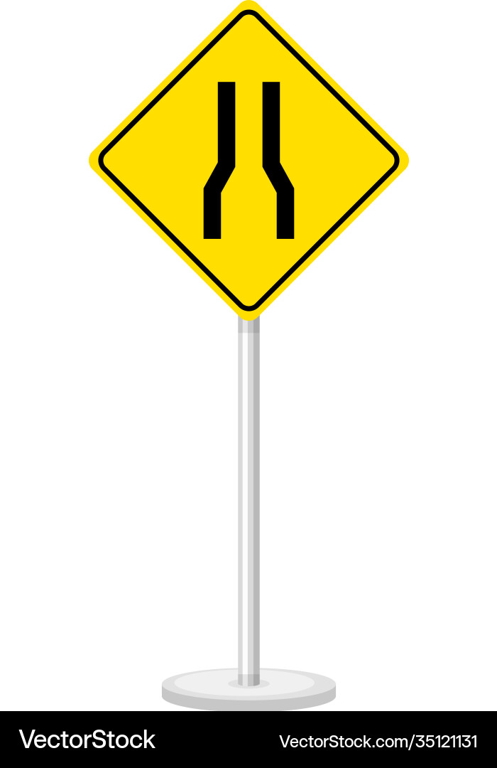 Yellow traffic warning sign on white background Vector Image