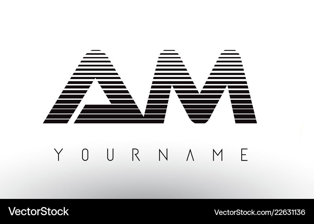 Am black and white horizontal stripes letter logo Vector Image