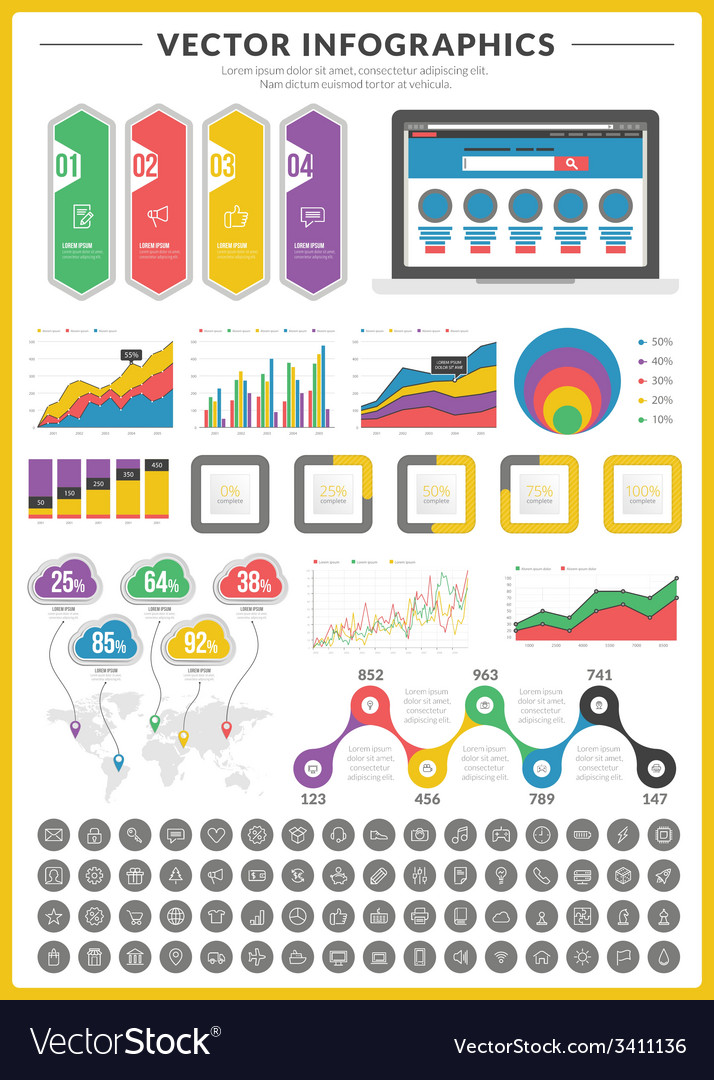 Big pack of data visualization infographics Vector Image