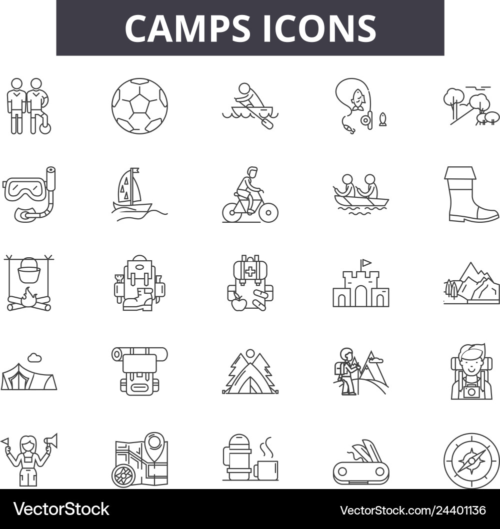 Camps line icons for web and mobile design Vector Image