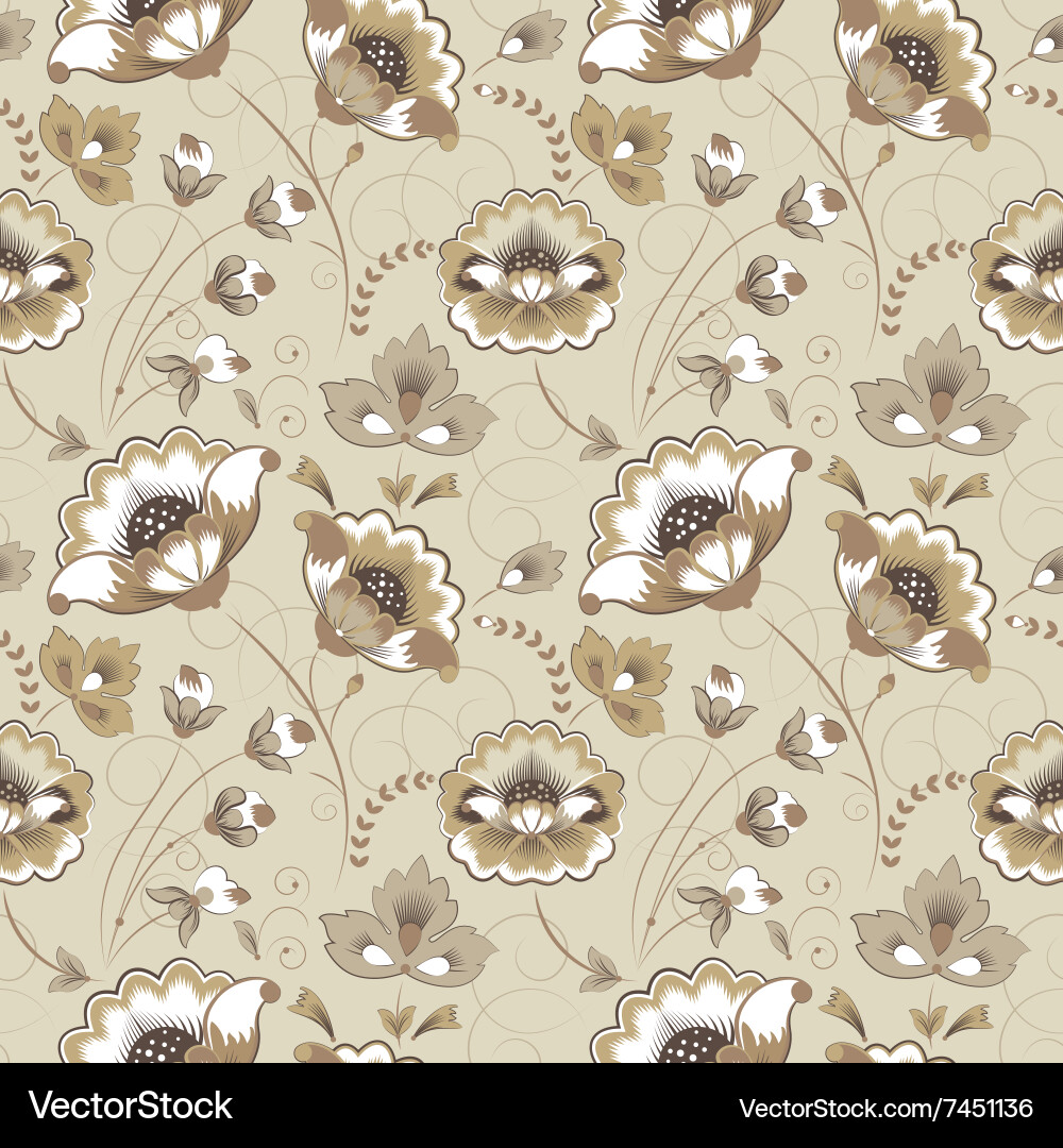 Floral seamless pattern in beige color Royalty Free Vector