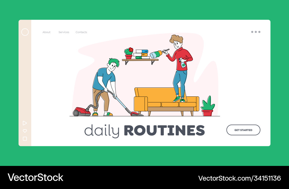 Happy couple homework duties or everyday activity Vector Image