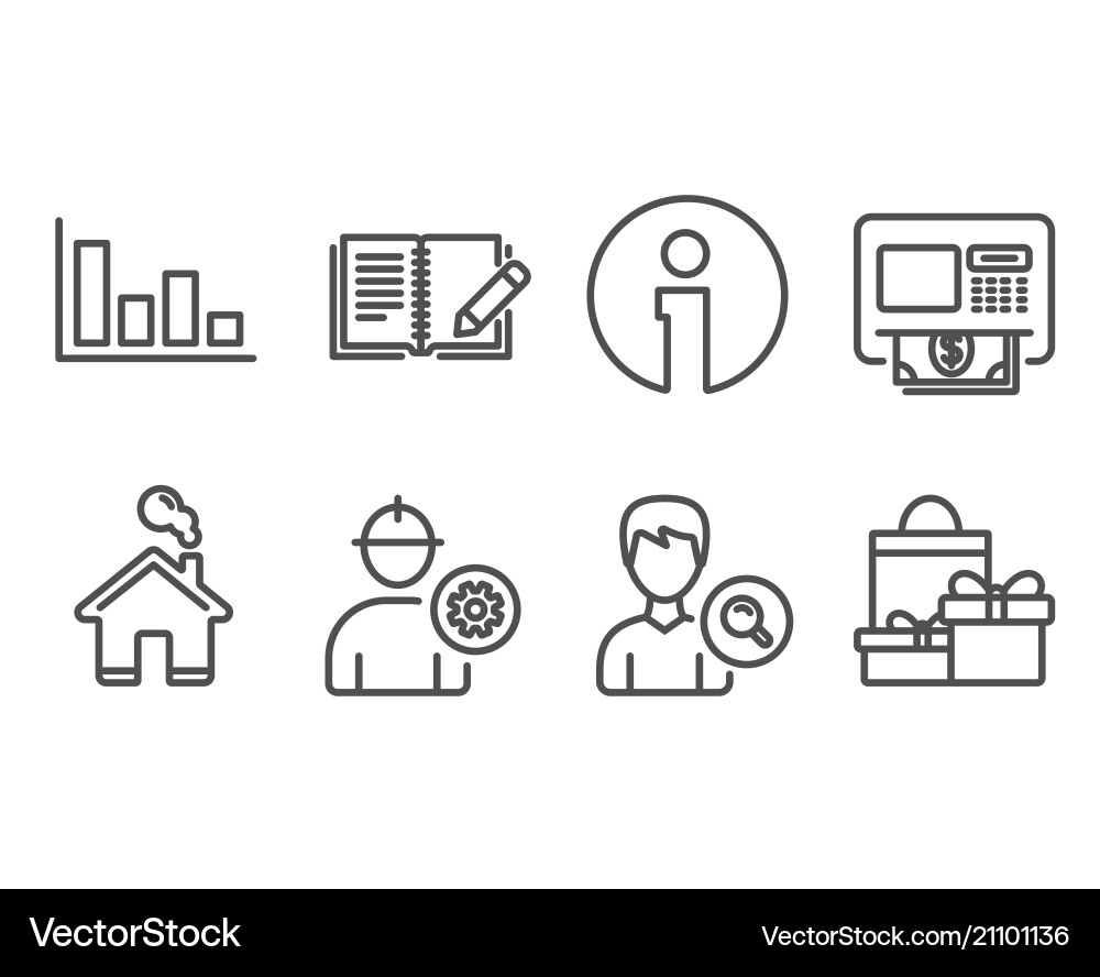 Histogram search people and engineer icons atm Vector Image