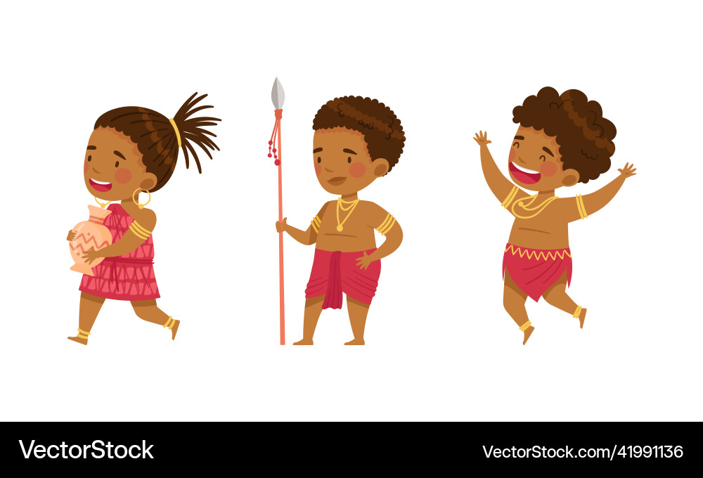 Native american kids set indians people Royalty Free Vector