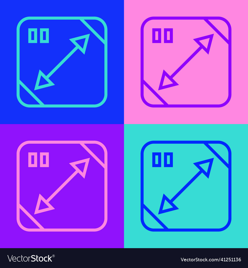 Pop art line diagonal measuring icon isolated Vector Image