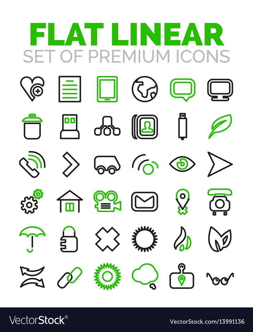Set of flat linear premium icons Royalty Free Vector Image
