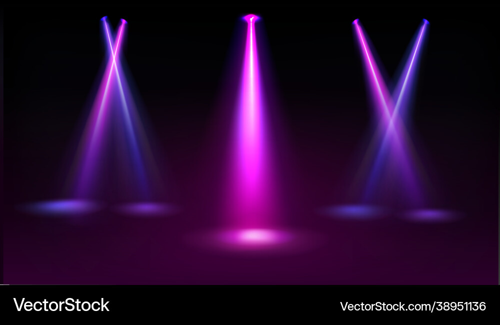 Stage illuminated blue and pink spotlights Vector Image