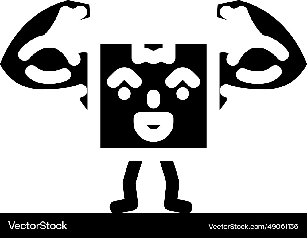 Strong cardboard box character glyph icon Vector Image