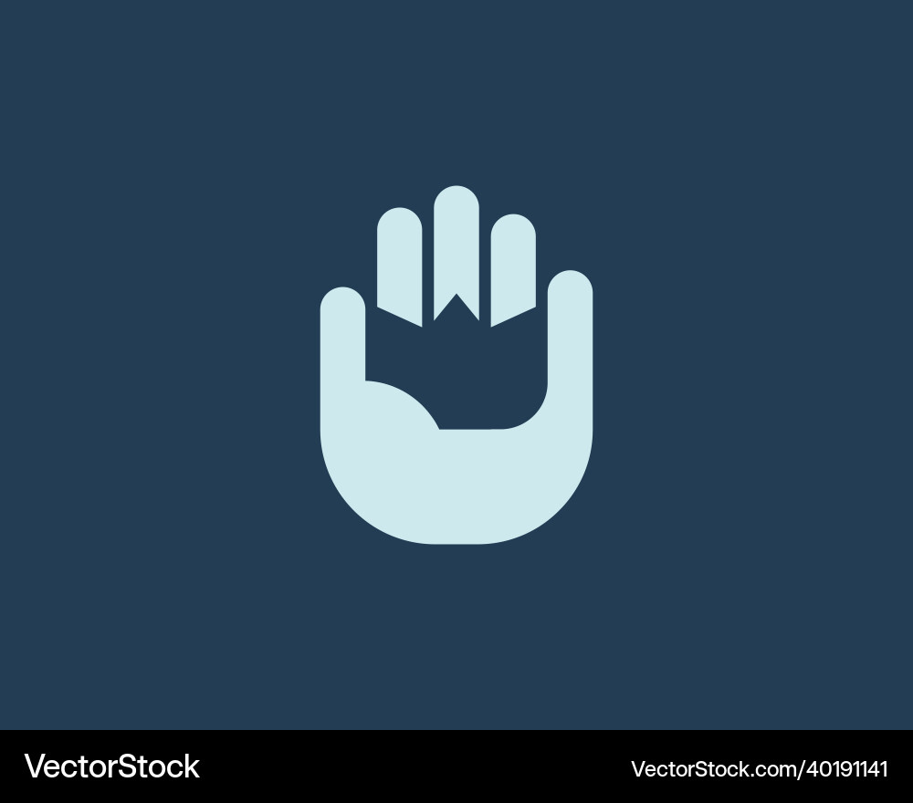 Abstract crown in the hand palm logo design Vector Image