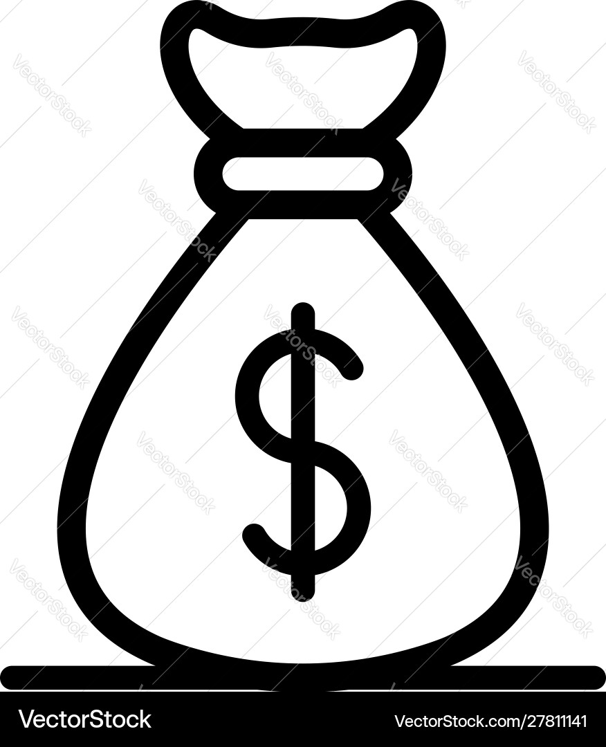 Bag money icon outline style Royalty Free Vector Image