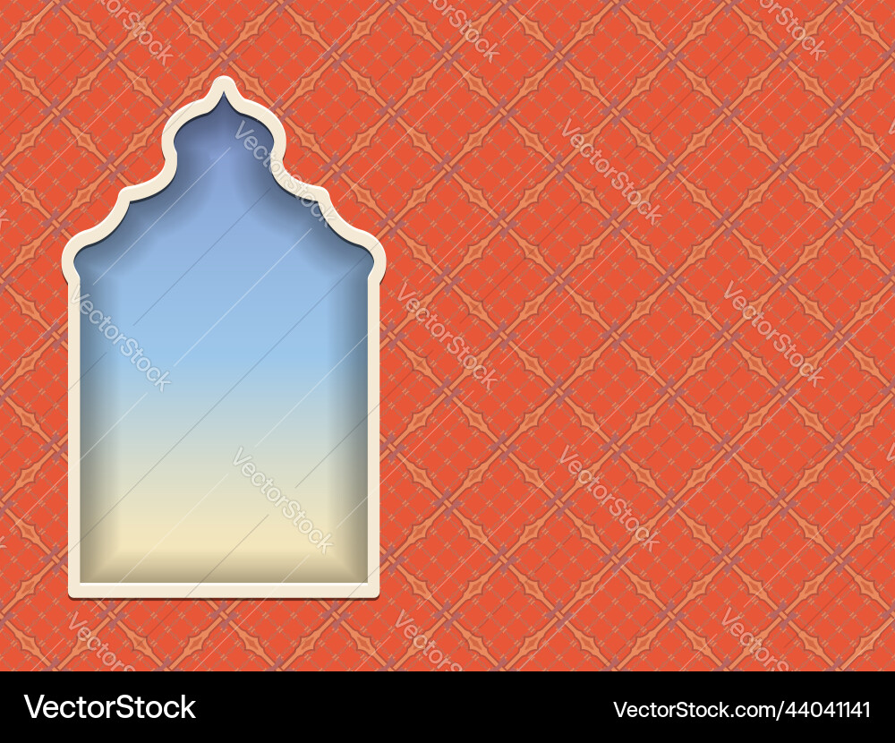 Card with arabic window or gates islam background Vector Image