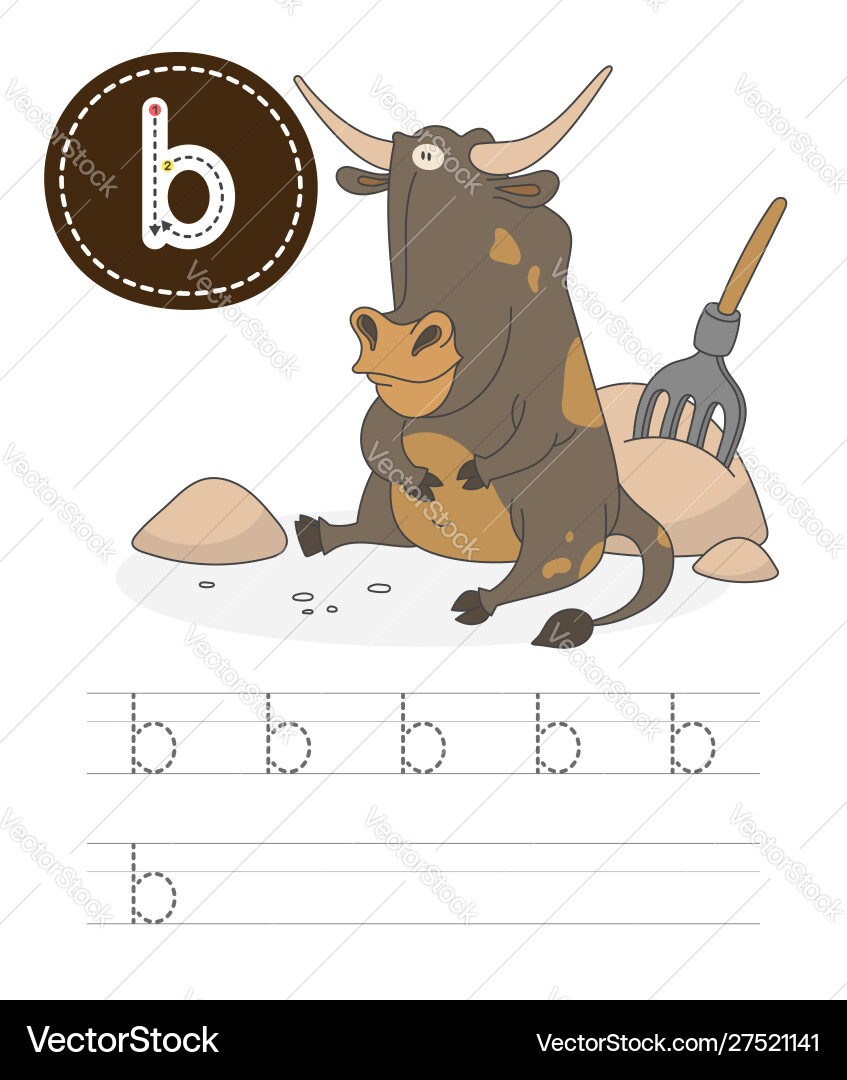 Funny bull and letters b Royalty Free Vector Image
