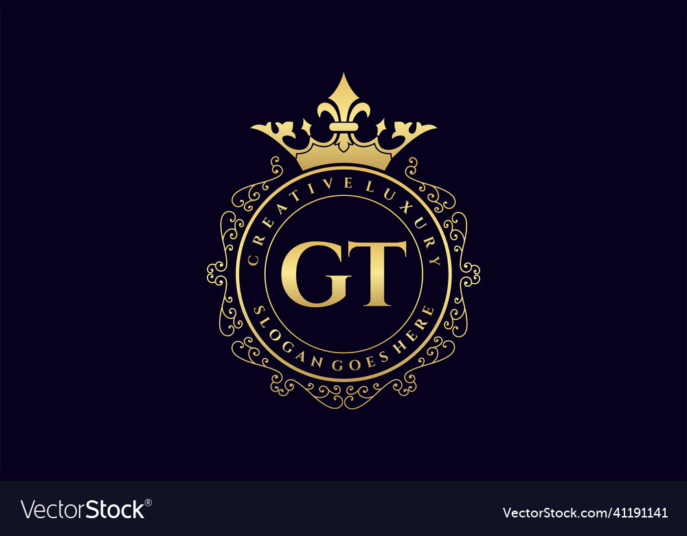 Gt initial letter luxury calligraphic feminine Vector Image