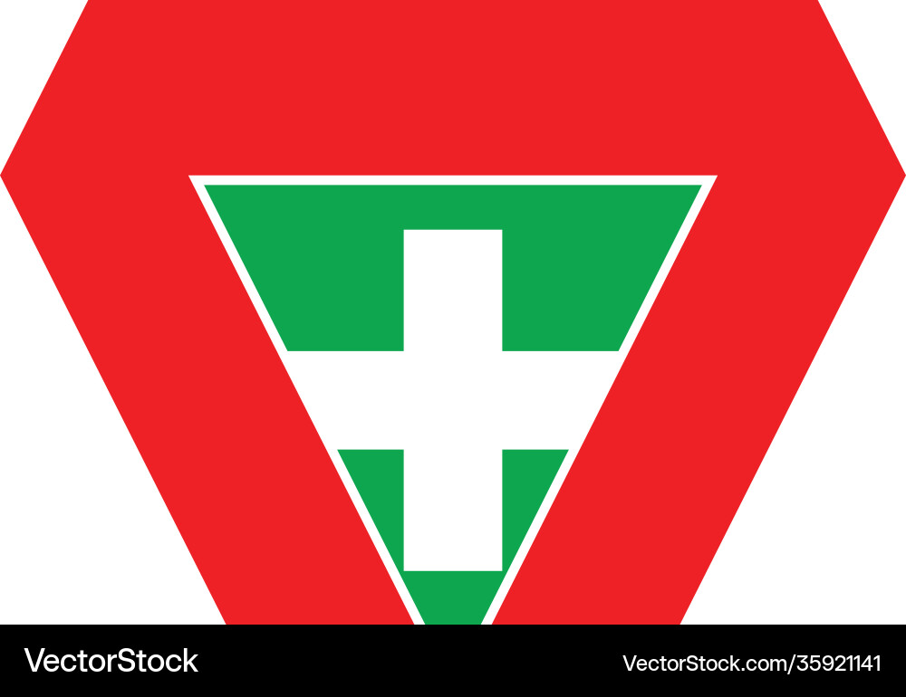Letter n plus medical geometric logo Royalty Free Vector