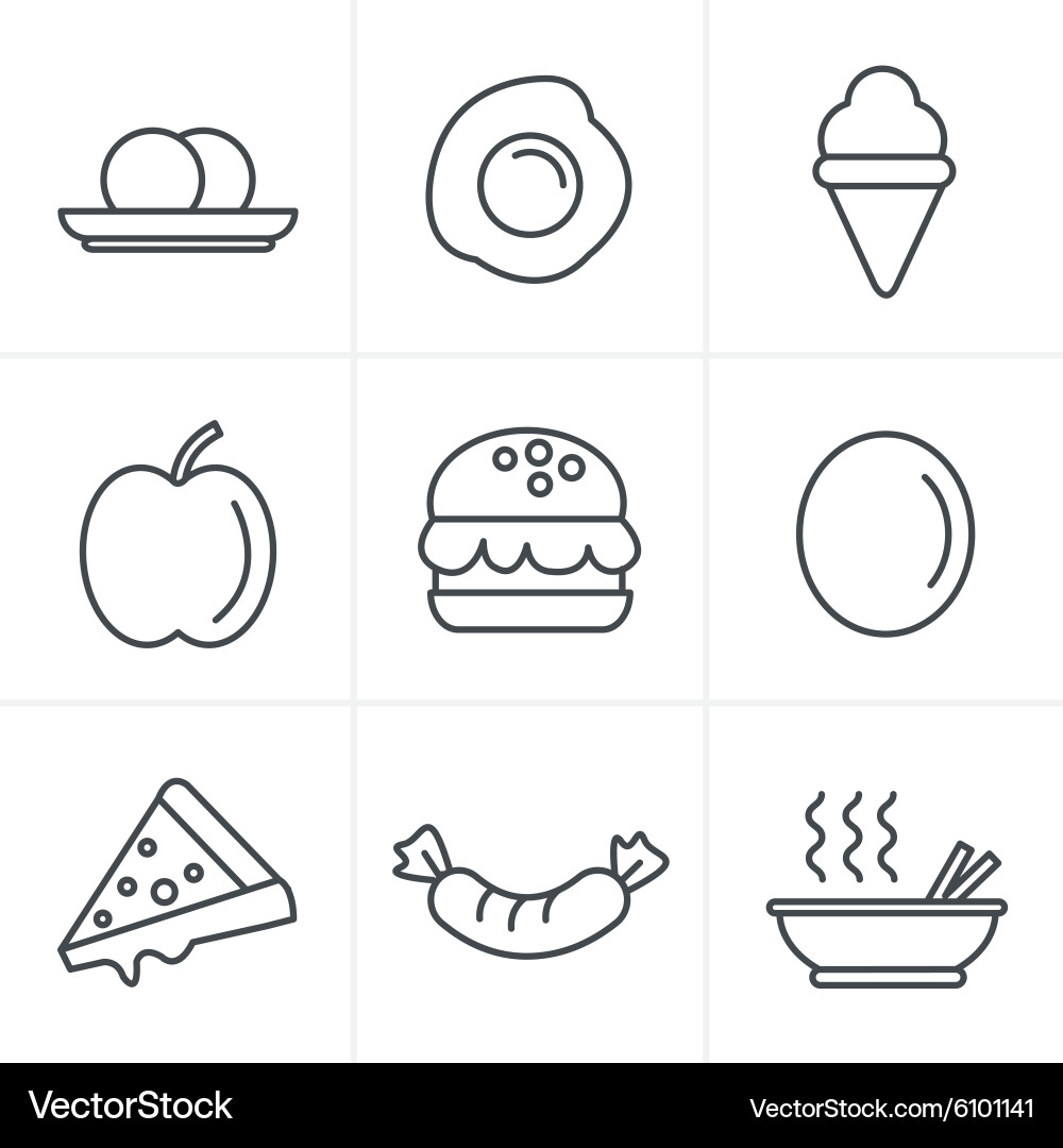 Line icons style food Royalty Free Vector Image