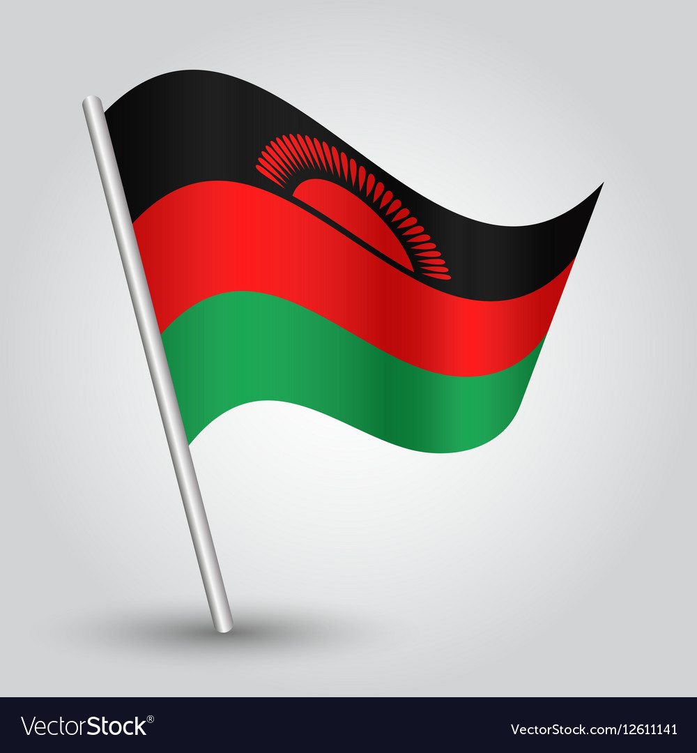 Malawian flag on pole Royalty Free Vector Image