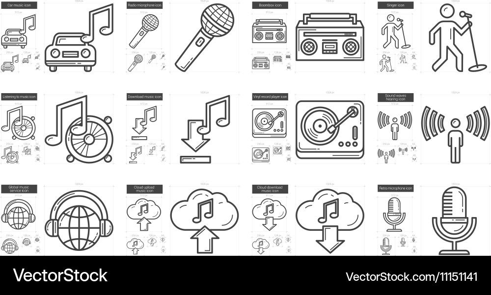 Music line icon set Royalty Free Vector Image - VectorStock
