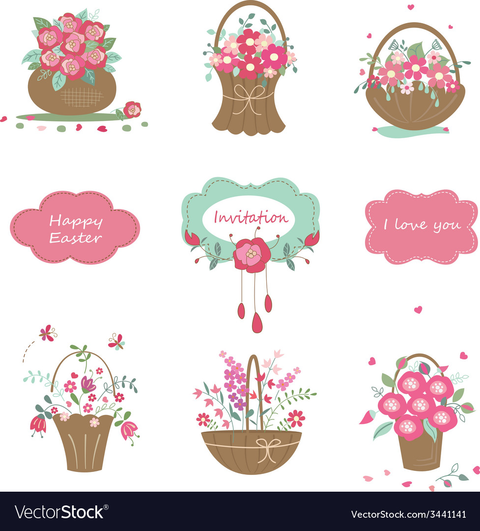 Set of floral design elements Royalty Free Vector Image