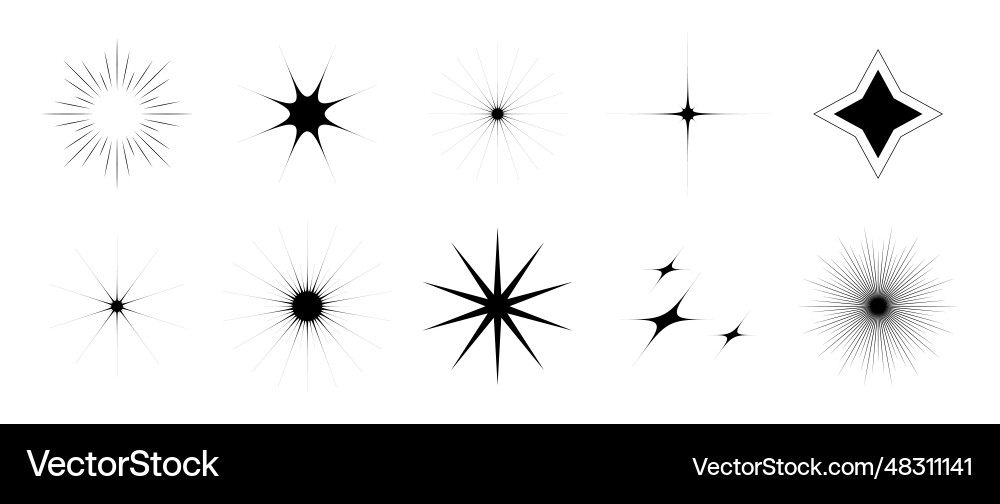Various blinks and twinkles set retro bling stars Vector Image